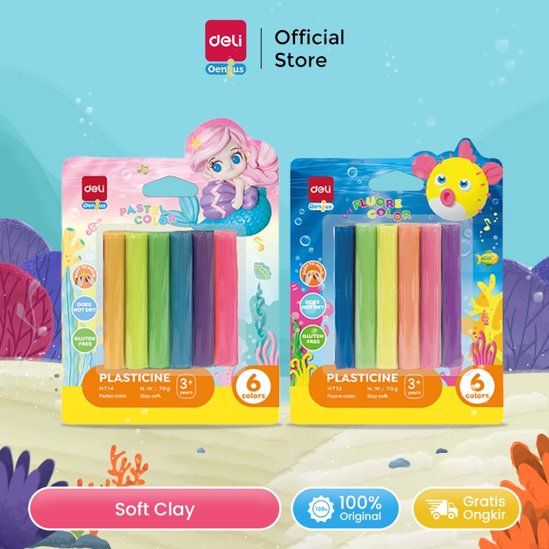 Jual Deli Genius Plastisin Lilin Mainan 6 Warna Mainan Edukasi Anak ...