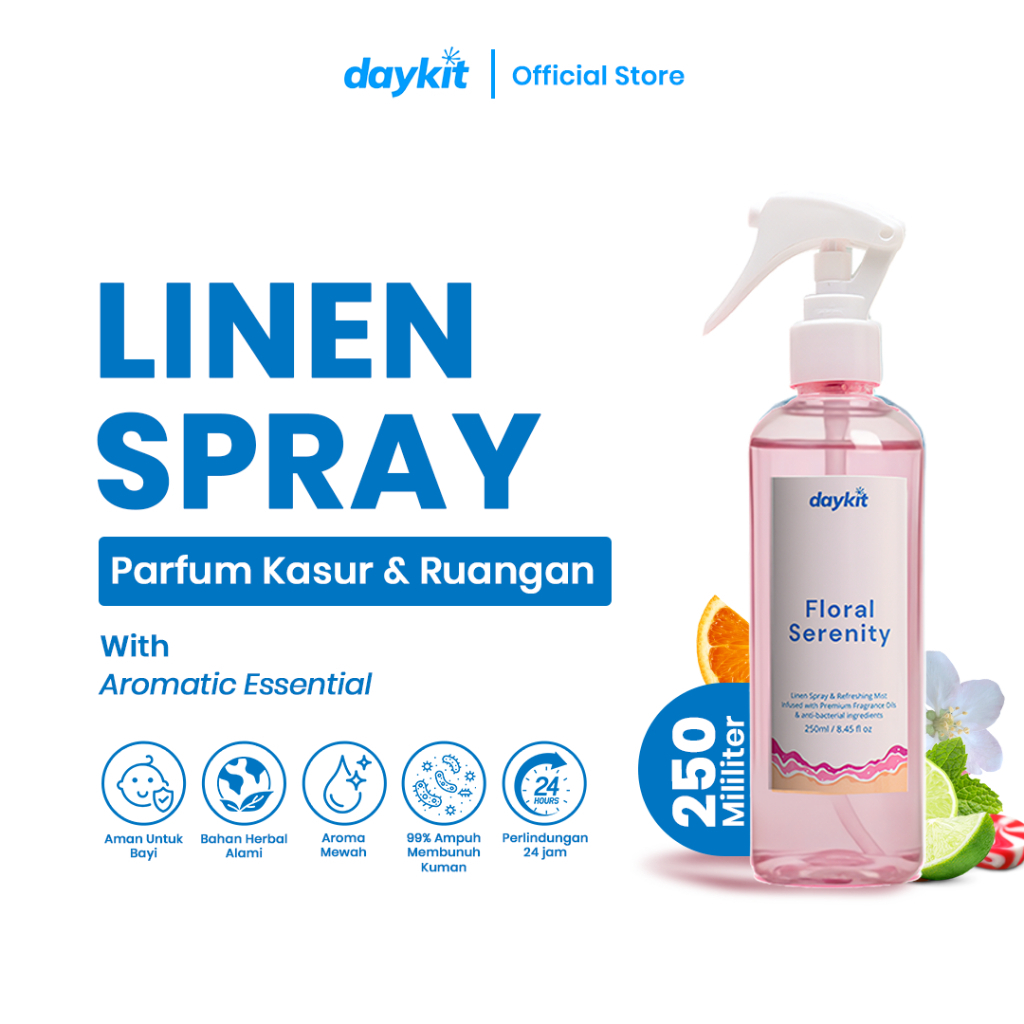 Jual DAYKIT Spray Linen Pengharum Sprei Kasur Bantal Guling 250ml | Shopee Indonesia