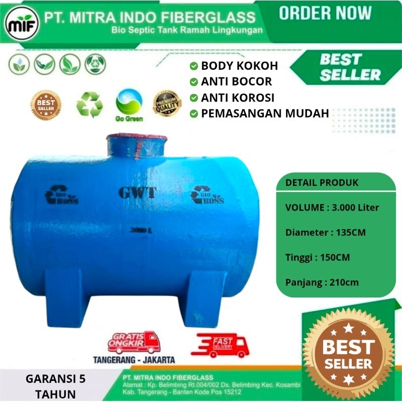 Jual Tangki Air / Tandon Air 3000 Liter. BioBoss,BioMif | Shopee Indonesia