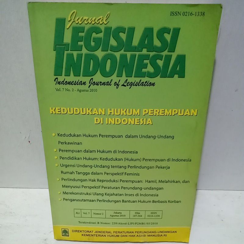 Jual Buku Original JURNAL LEGISLASI INDONESIA KEDUDUKAN HUKUM PEREMPUAN DI INDONESIA | Shopee ...
