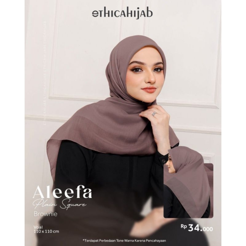 Jual Ethica Hijab Segiempat Polos Tidak Licin Voal Aleefa Plain Square Ukuran 110 x 110 | Shopee ...