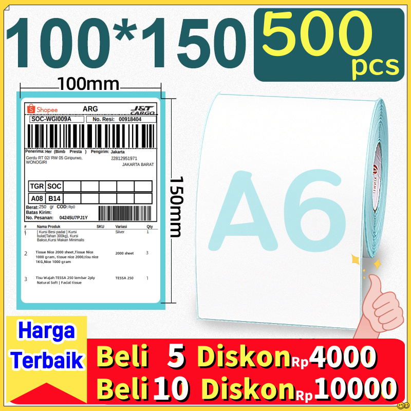 Jual Kertas Termal 100x150/A6,500 PCS ROLL,Kertas Label,Stiker Thermal,Thermal Label, Sticker ...