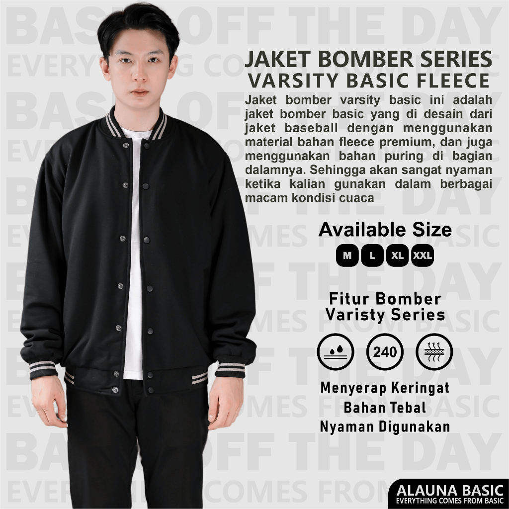 Jual Jaket Varsity Baseball - Jacket Varsity Basic Fleece Premium ...