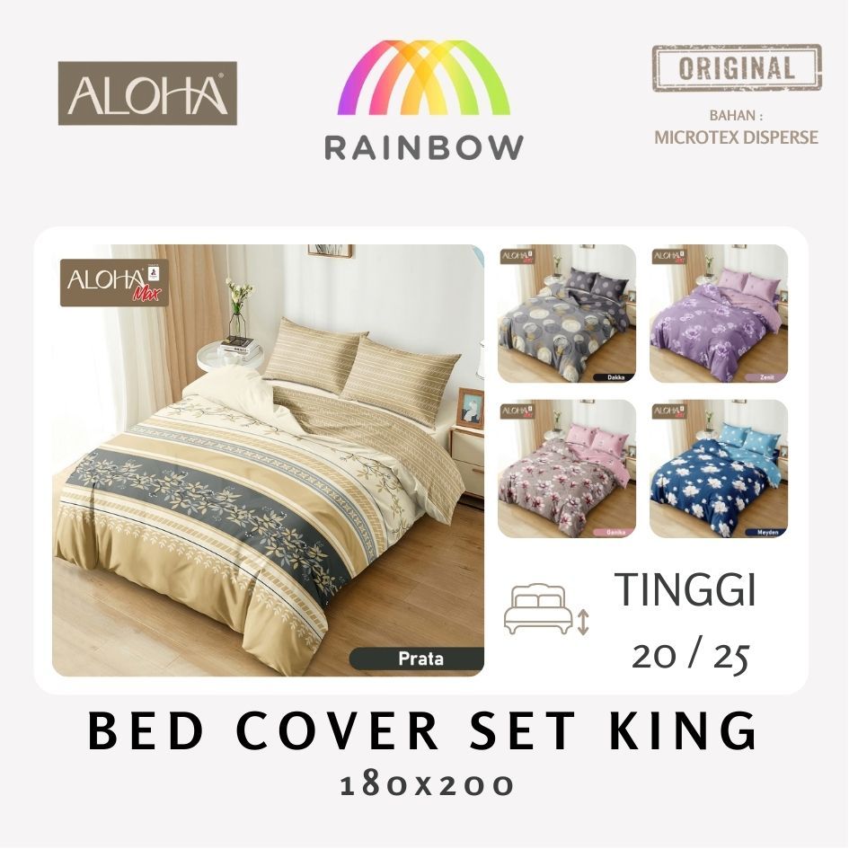 Jual Aloha - Bed Cover SET SPREI FITTED King T20 / T25 (180x200) tinggi ...