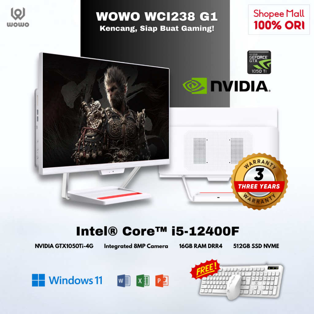 Jual WOWO WCI238 G1 Intel Core i5 12400F, RAM 16GB, SSD 1TB, Webcam Pop-Up 8MP, Windows 11 ...
