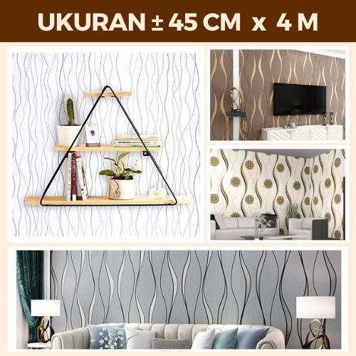 Jual Wallpaper Sticker Dinding Kamar Tidur Serat Gelombang Abu Walfafer ...