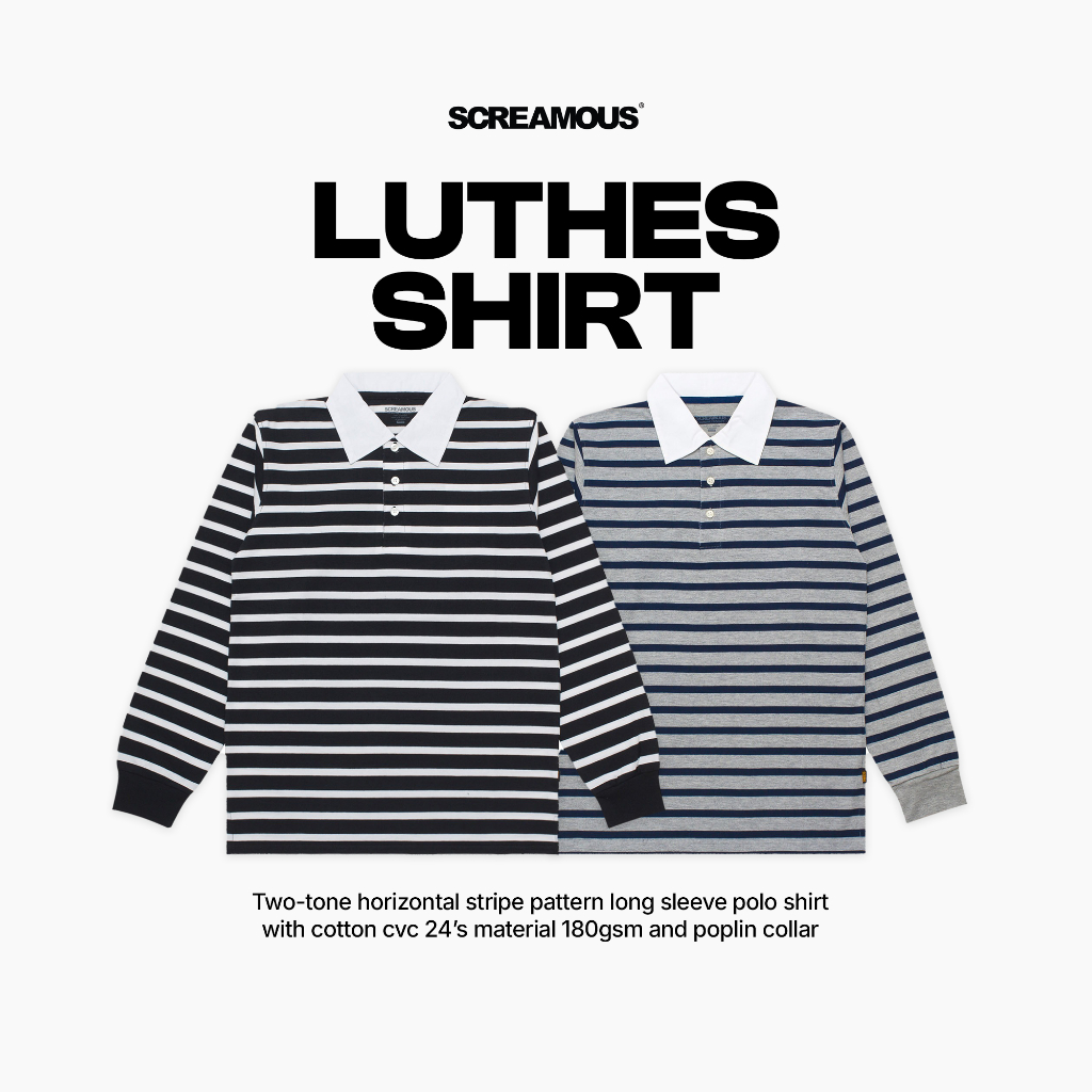 Jual Screamous Longsleeves Polo Shirt Rugby Stripe LUTHES | Shopee ...