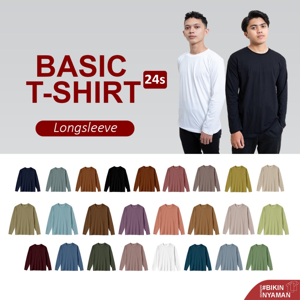 Jual Kaos polos premium polyester 24s Lengan panjang Dewasa pria dan ...