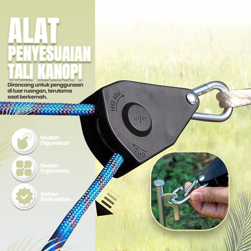 Jual Tali Katrol Guyline Pulley Adjustable Stopper Hook Buckle ...