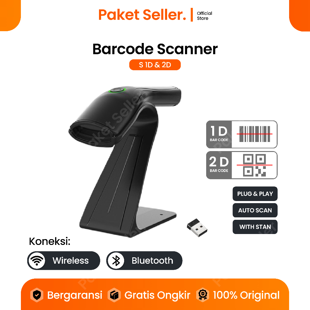 Jual Barcode Scanner 1D 2D AutoScan Support Wireless Bluetooth Cocok Untuk Scan Qrcode Produk ...