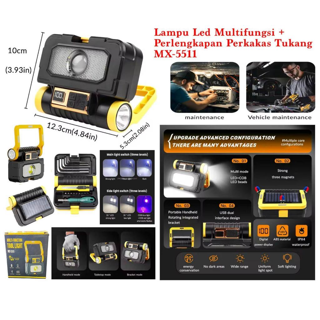 Jual Lampu Led Multifungsi + Perlengkapan Perkakas Tukang MX-5511Lampu ...