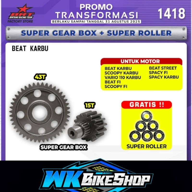 Jual SUPER GEAR BOX GEAR RATIO GEARBOX BRT 43T 15T BEAT ESP SCOOPY ...