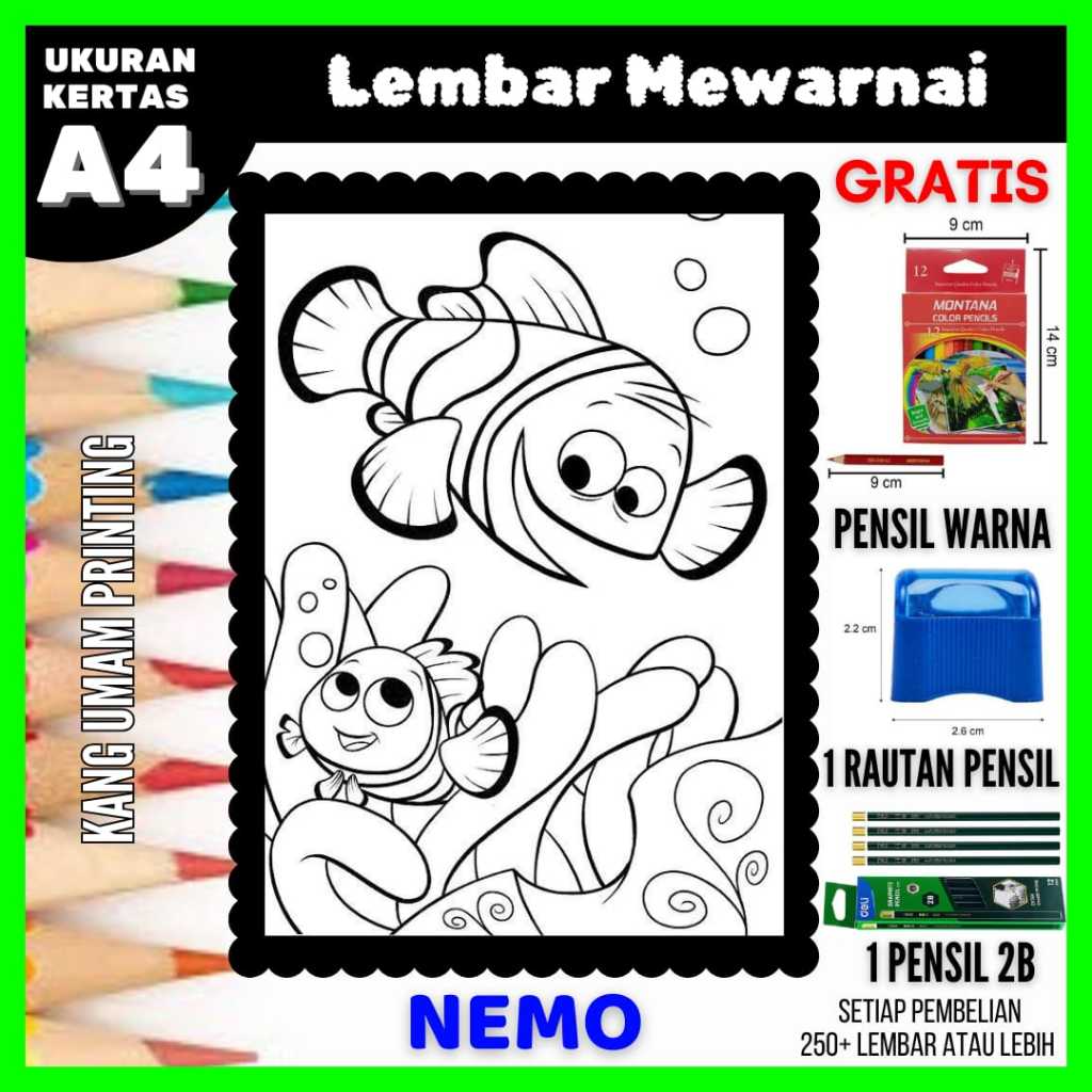 Jual Lembar Mewarnai Gambar FInding Nemo Semua Usia Bagian 02, Gambar ...