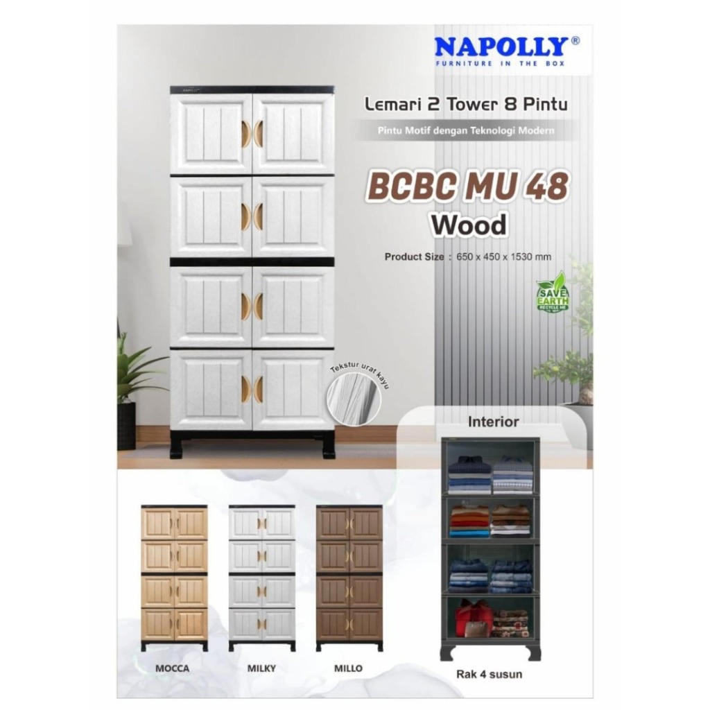Jual LEMARI PLASTIK NAPOLLY BCBC WU 48 KUAT KOKOH | Shopee Indonesia