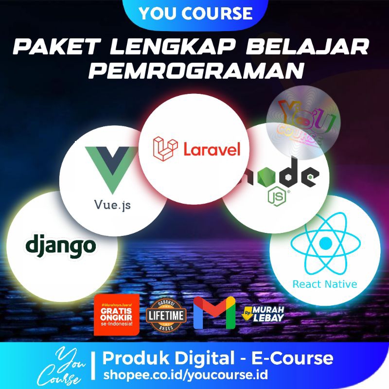 Jual Paket Lengkap Ecourse Belajar Pemrograman React JS, Django Python, Vue JS | Shopee Indonesia