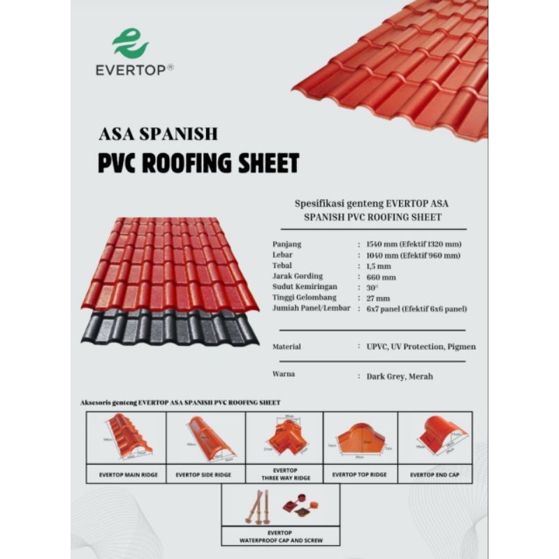 Jual atap genteng PVC. tebal 1.6mm atap roofing sheet UPVC. garansi 10 ...