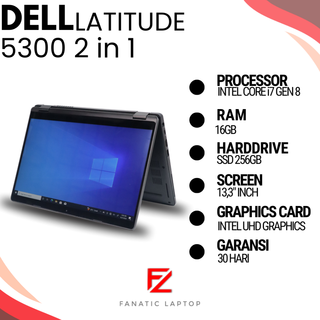 Jual DELL LATITUDE 5300 2 in 1| INTEL CORE I5 GEN 8 | RAM 8GB SSD 256 ...