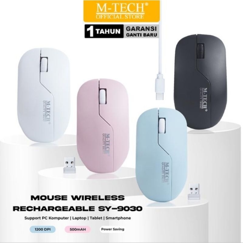 Jual Mouse wireless Mtech SY 9030 Rechargeable Silent click 2.4GHZ ...
