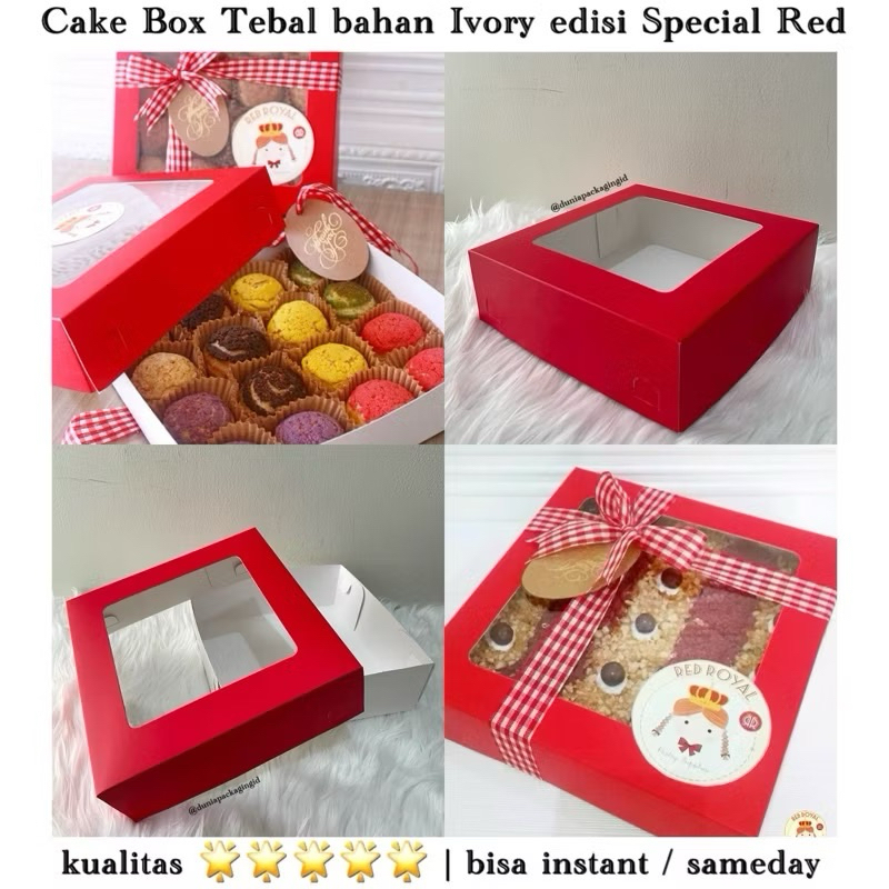 Jual Kotak Kue MERAH 22x22x7 20x20x8 25x25x10 kotak kue / pudding ...
