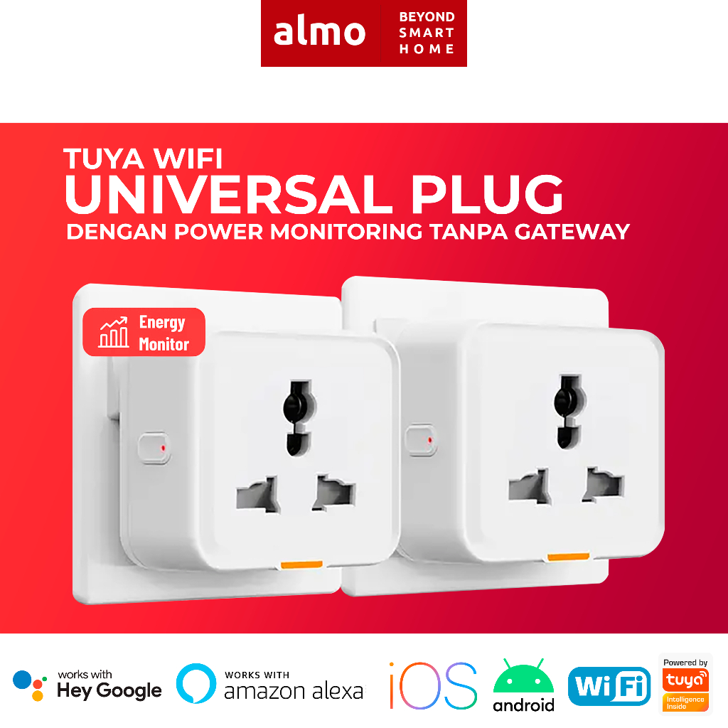 Jual ALMO Tuya Wifi Universal Plug Dengan Power Monitoring Home Automation IoT | Shopee Indonesia