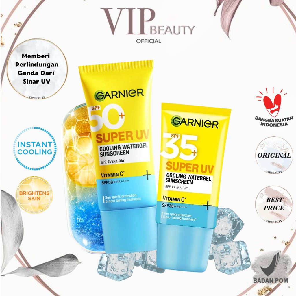 Jual GARNIER Super UV Cooling Water Gel Sunscreen SPF 35 & SPF 50 ...