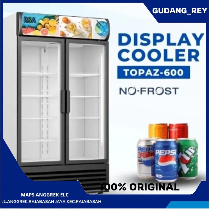 Jual SHOWCASE RSA TOPAZ 600 KULKAS DISPLAY COOLER 568 L 2 PINTU Garansi ...