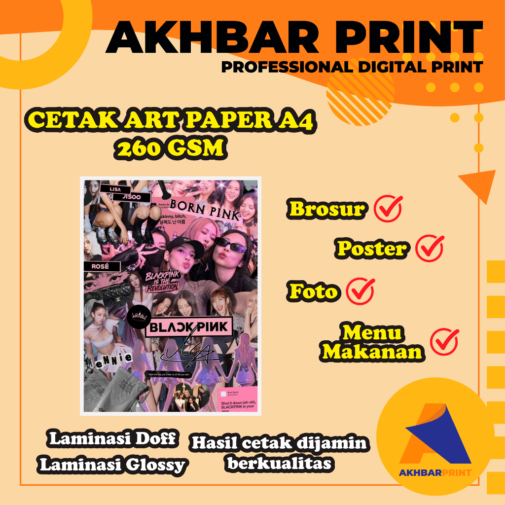 Jual Cetak A4 Art Paper 260 gsm Poster/Daftar Menu Restoran Cafe/Brosur ...