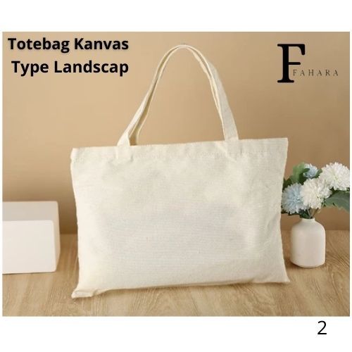 Jual FAHARA Totebag Kanvas 6oz Putih Polos Type Landscape Tas Tote Bag ...