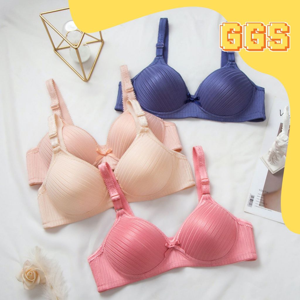 Jual GGS BH Tanpa Kawat Bra Wanita Motif Garis Jumbo Busa Tipis Nyaman ...