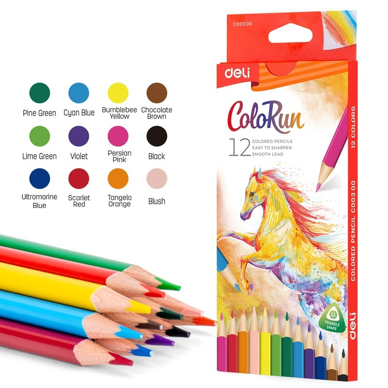 Jual PENSIL WARNA SEGITIGA 12 COLOR / 24 color / 36 color PENCIL ...