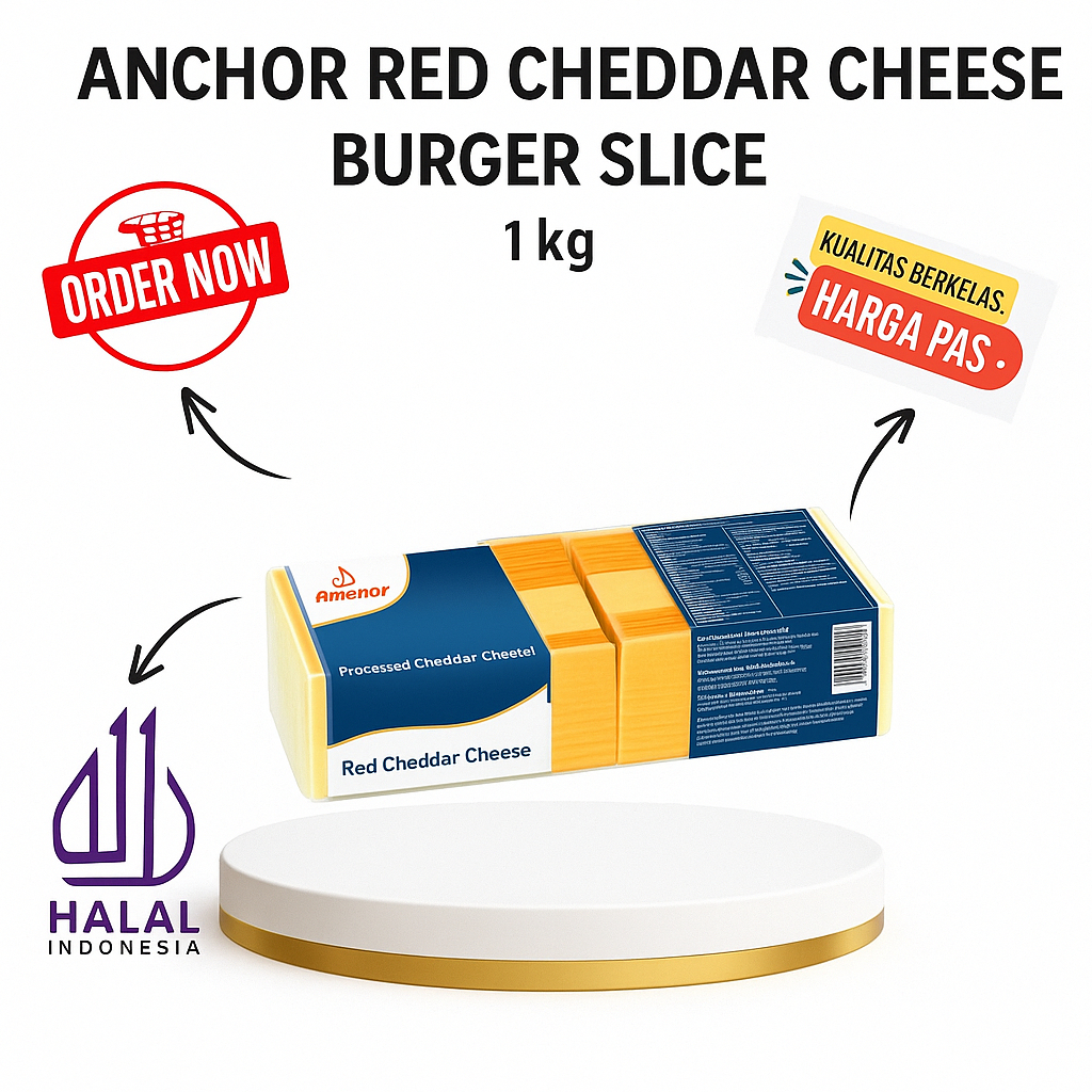 Jual ANCHOR RED CHEDDAR CHEESE BURGER SLICE 1 KG - KEJU LEMBARAN 84 ...