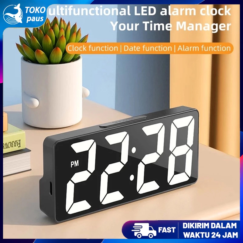 Jual Jam Meja Digital Dinding Alarm Clock LED Tanggal Suhu USB Smart ...