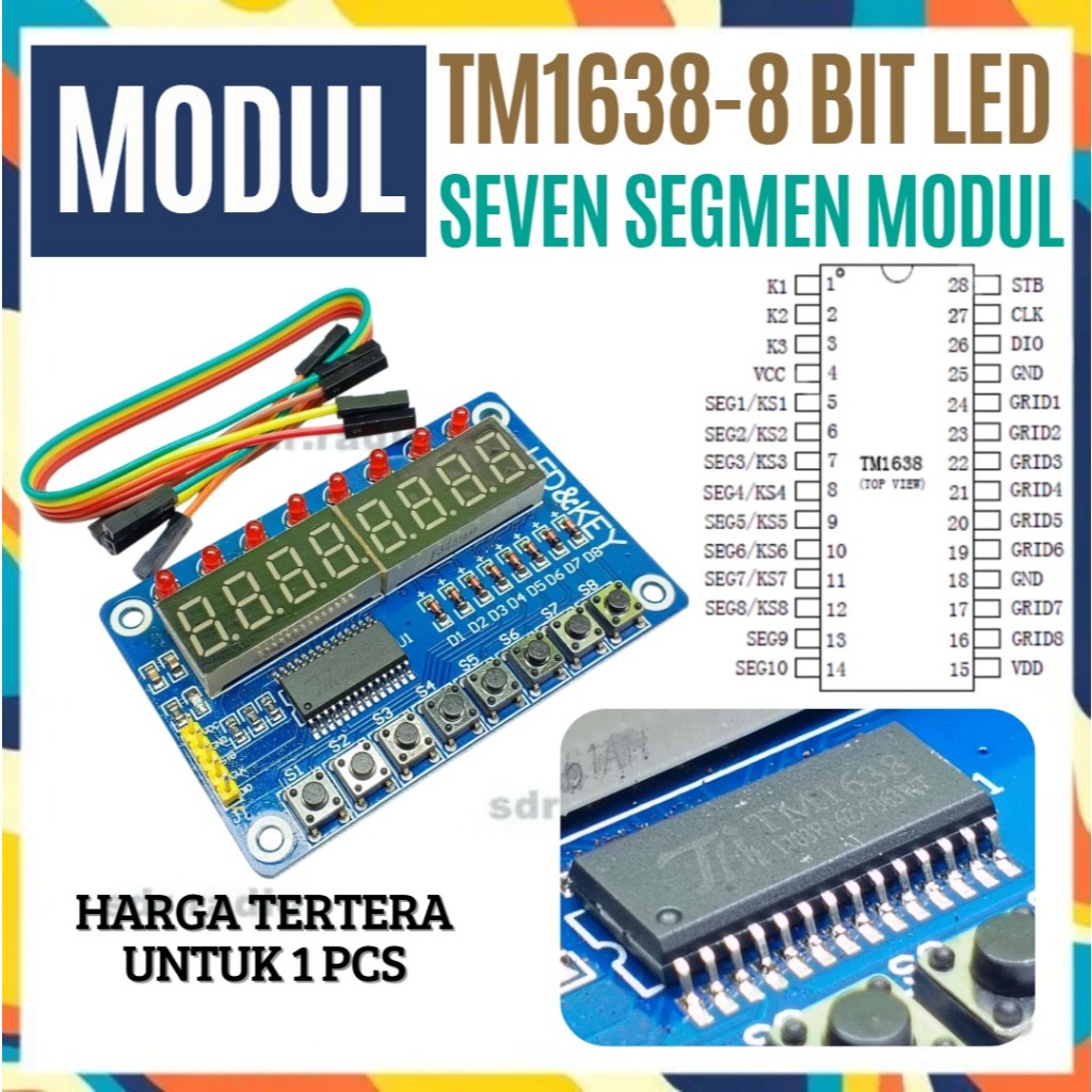 Jual TM1638 8-Bit Key - Led -7segment Display Module Arduino Raspberry Pi | Shopee Indonesia