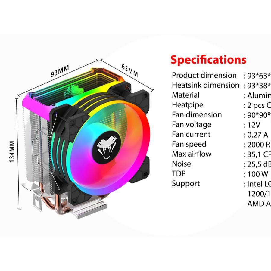 Jual Venom RX Pantheon Tower CPU Cooler Processor For Intel & AMD ...
