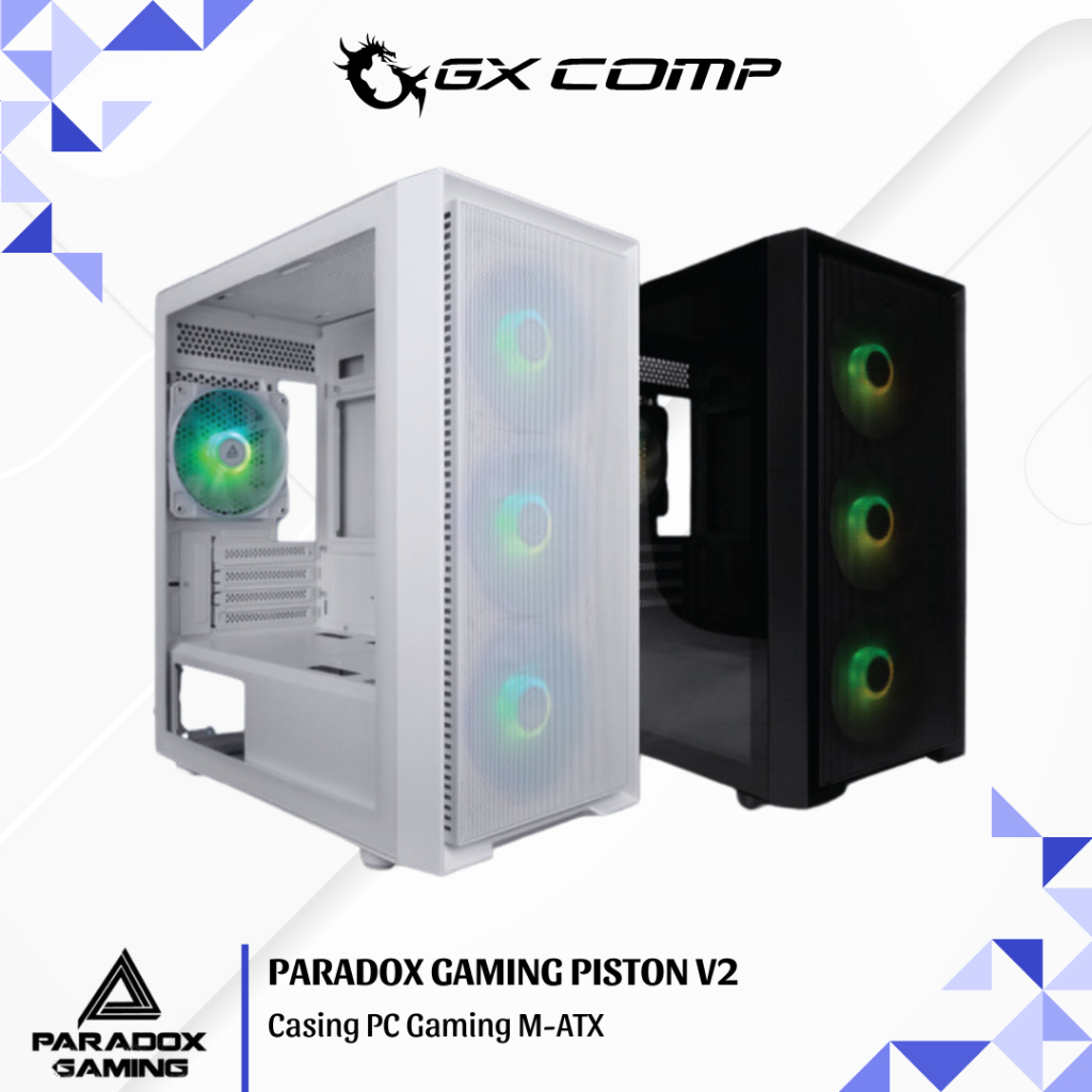 Jual Paradox Gaming Piston V2 Black & White CPU Casing Gaming ...