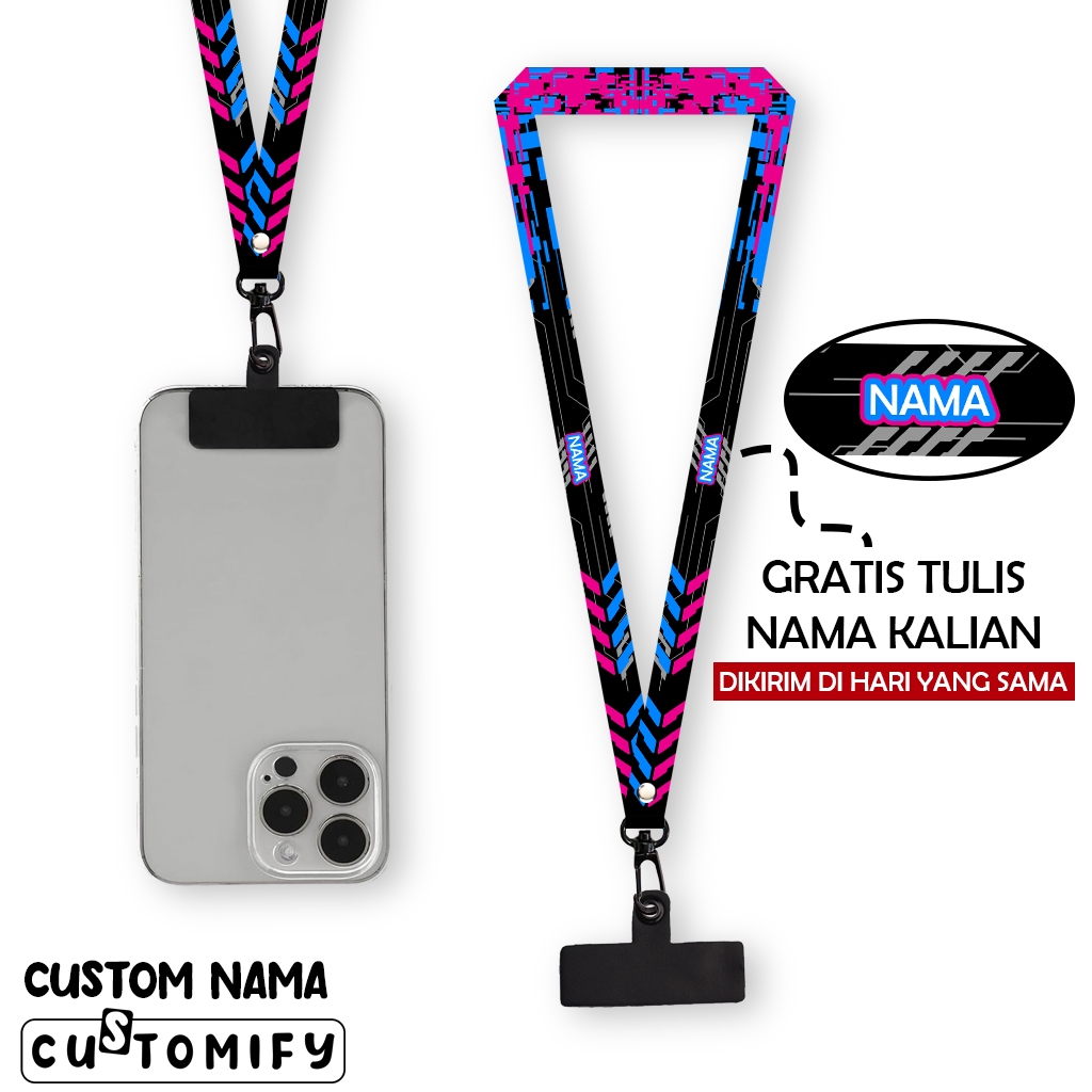 Jual Lanyard Custom Nama Tali Gantungan Nametag 1,5 cm Printing 2 Sisi ...