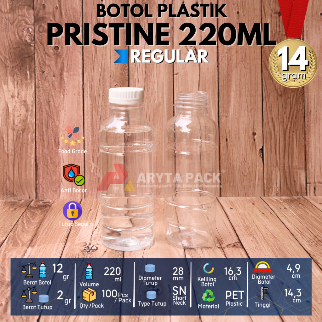 Jual Botol plastik PET 200ml pristine jus susu kopi tutup SN warna ...