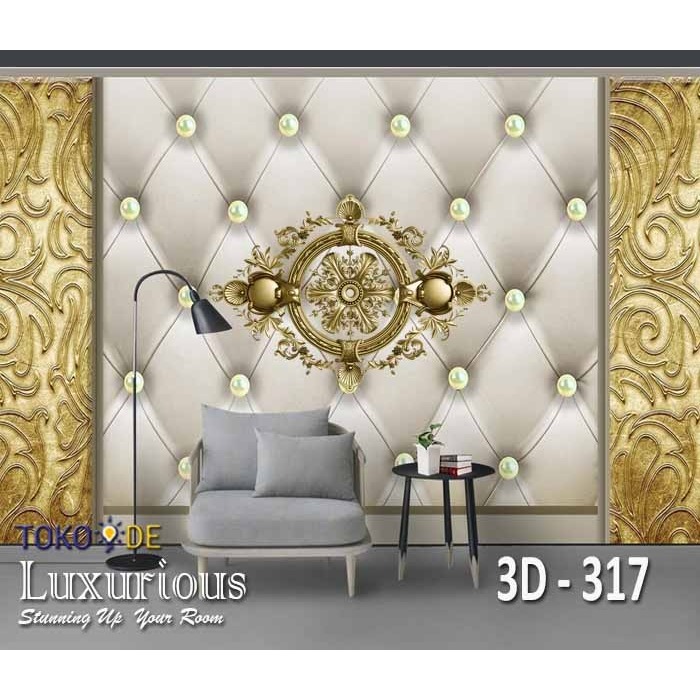 Jual Wallpaper 3D Custom Sticker Golden Flower Bunga Angsa Mutiara ...