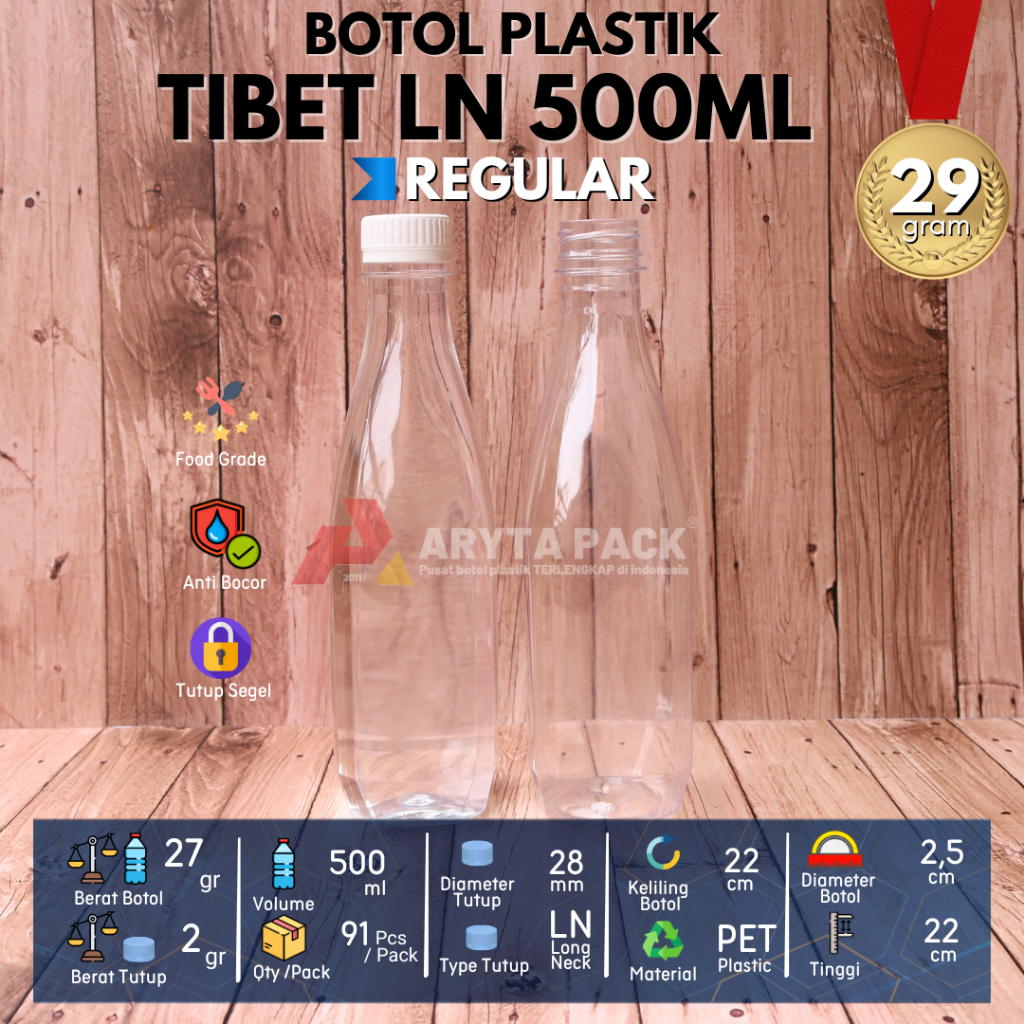Jual Botol plastik PET 500ml tibet minuman jus susu kopi tutup LN warna ...