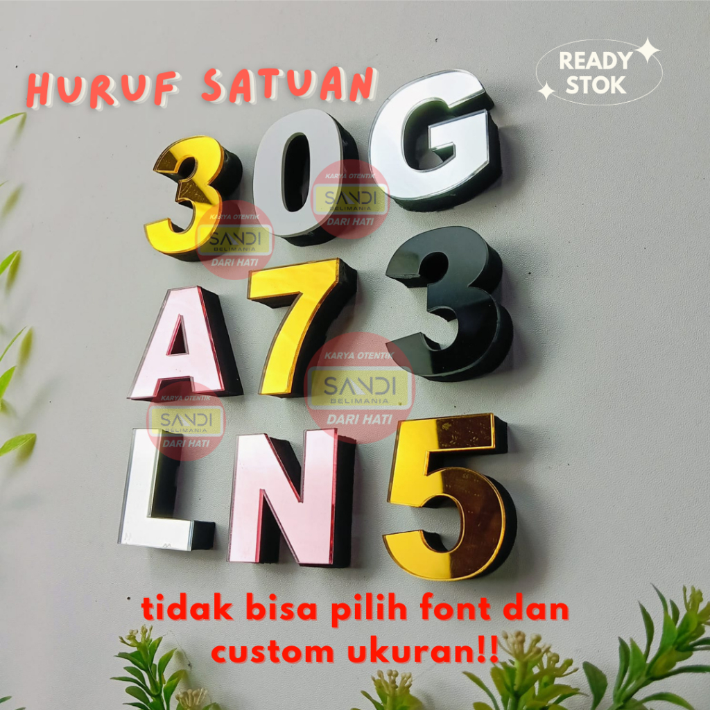 Jual Huruf Timbul Angka Timbul Gold Nama Ruang Nomor Kamar Nama Toko ...