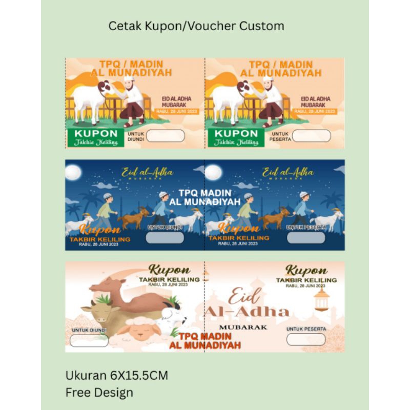 Jual Cetak Kupon Undian/Voucher/Ticket Jalan Sehat, Takbir Keliling, Voucher Kurban, Voucher ...
