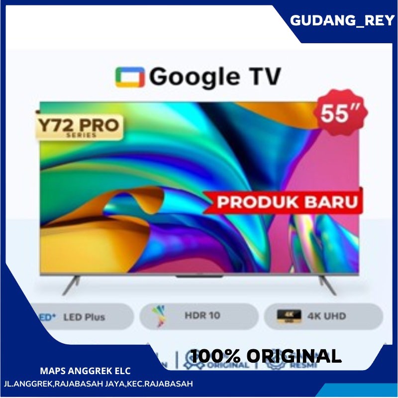 Jual TV Coocaa 55 Inch LED 55Y72 PRO (4K QLED-Google TV) Garansi Resmi ...