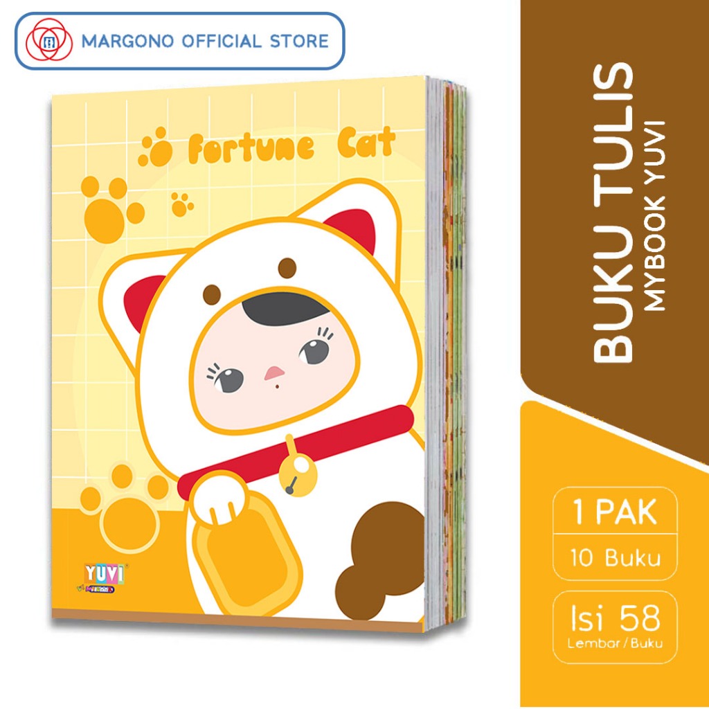 Jual My Book Yuvi Buku Tulis Tebal A5 Lucky Cat 58 Lembar - 10 Buku ...