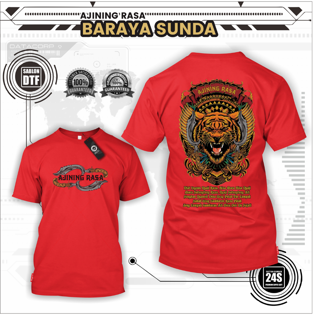 Jual Kaos sunda, pasundan, baraya sunda ajining rasa, sablon dtf, katun ...