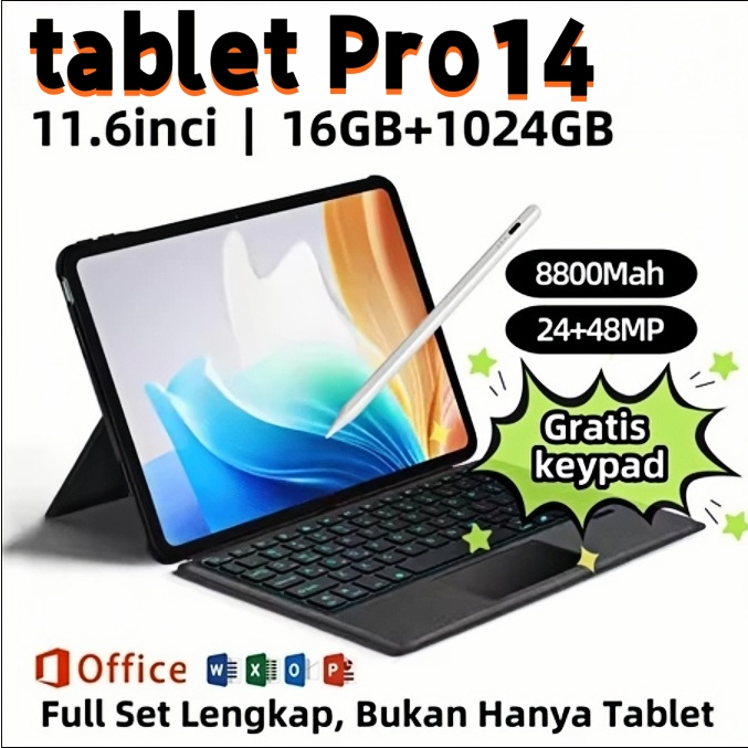Jual 【COD】Tablet Murah Baru 11.6inch TabPro14 16+1024GB Android tablet ...