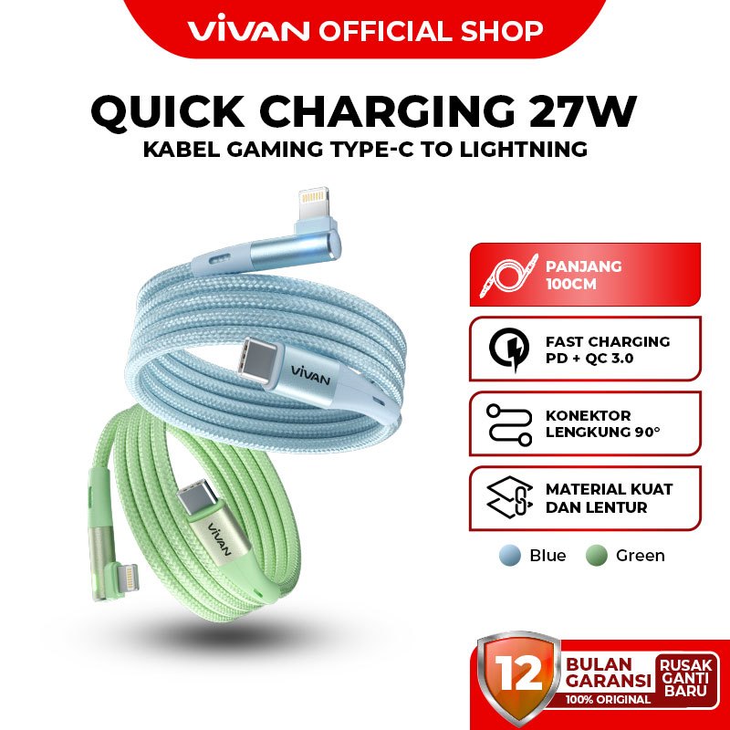 Jual VIVAN Kabel Data Gaming iPhone Type C to Lightning BWCL100 Fast ...