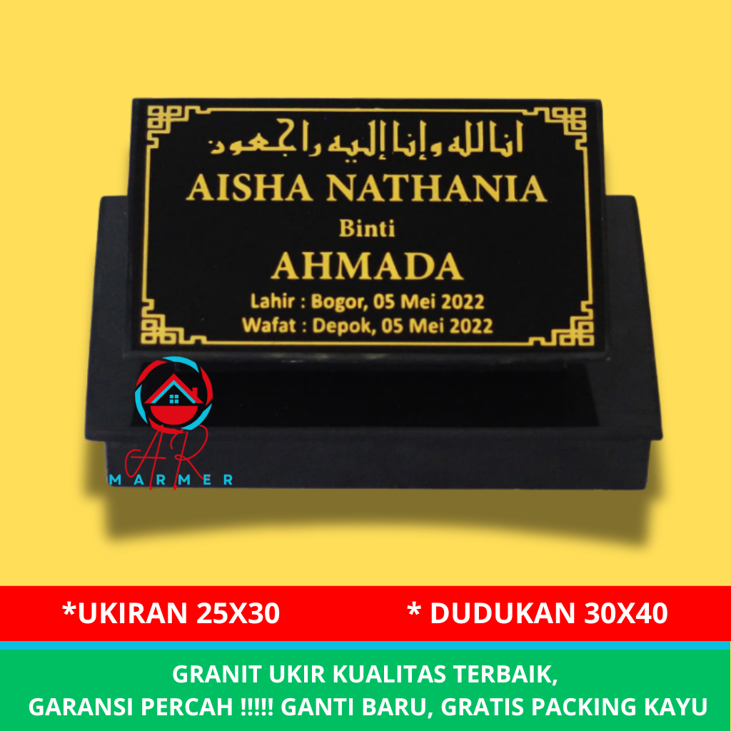Jual Batu Nisan Sederhana full dudukan & Elegan+Bisa Custom Nama ...
