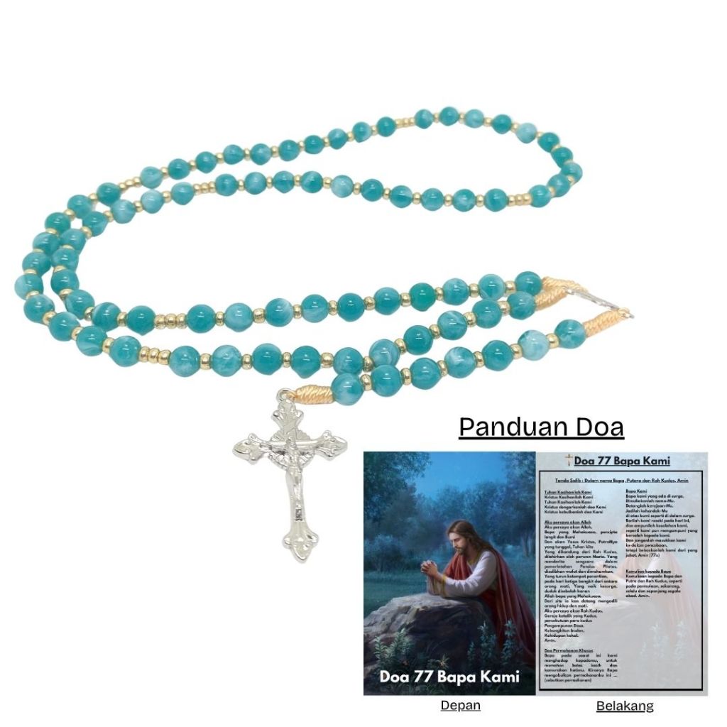 Jual Rosario 77 Bapa Kami - Motif Marmer Hijau Corak Putih - Premium Dan Panduan Doa 77 Bapa ...