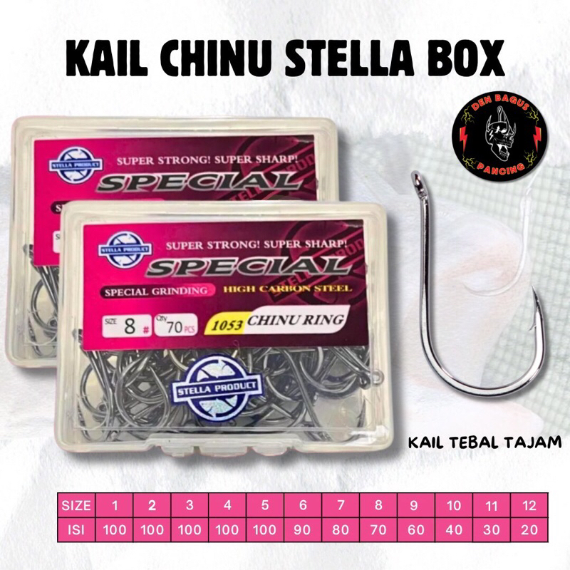 Jual Mata Kail Pancing Box Kotakan Isi 100 Pcs Chinu 1053 Stella Kail ...
