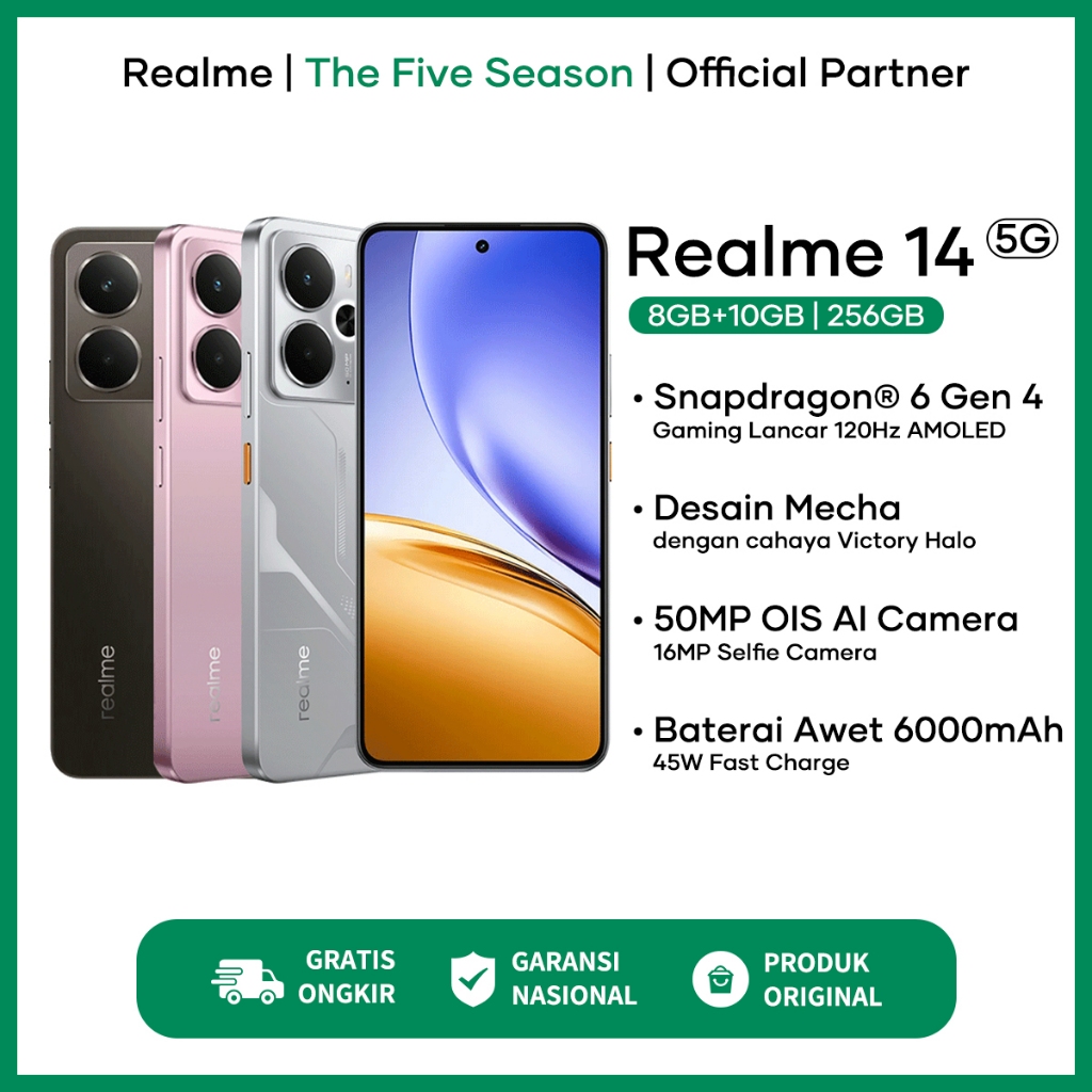 Jual [NEW LAUNCH] realme 14 5G (8/256) - Snapdragon® 6 Gen 4, Gaming ...
